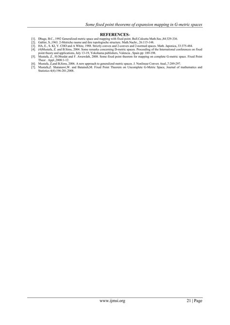 Some Fixed Point Theorems Of Expansion Mapping In G Metric Spaces Pdf