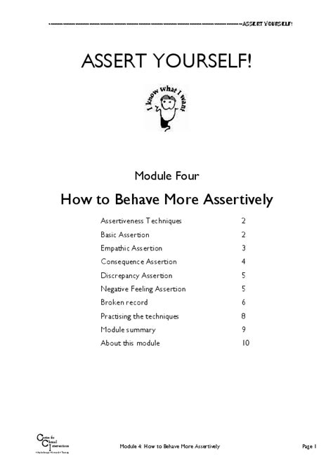Pdf Assert Yourself Assert Yourself Module Four How To Behave More