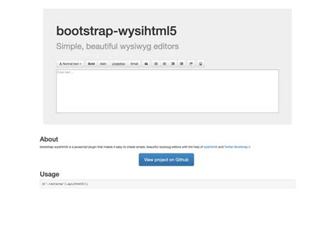 Bootstrap3 Wysiwyg By Bootstrap Wysiwyg A Undefined Template Built At Lightspeed