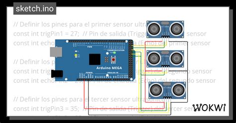 Tres Ultrasonicos Wokwi Esp32 Stm32 Arduino Simulator