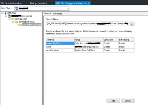 Xml Getting The Connection String During Installation With Installshield Professional Stack