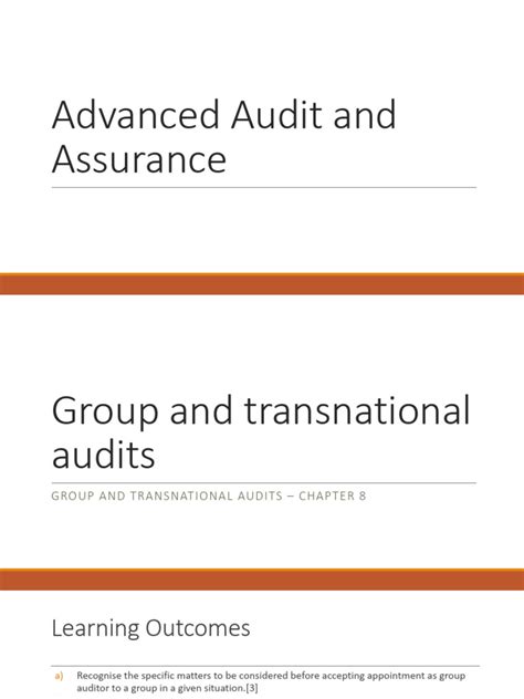 Advanced Audit And Assurance Chapter 8 Group And Transnational Audits