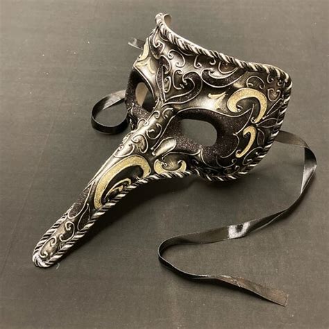 Mens Venetian Masquerade Long Nose Mask Vintage Style Etsy