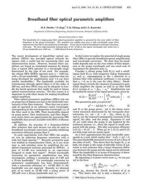 Pdf Broadband Fiber Optical Parametric Amplifiers Dokumentips