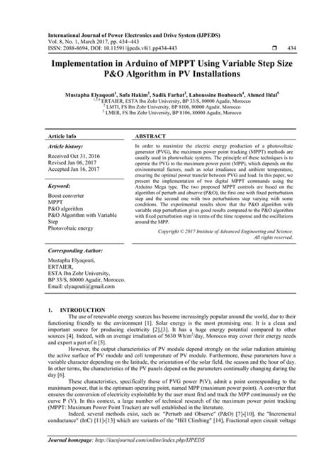Implementation In Arduino Of Mppt Using Variable Step Size Pando