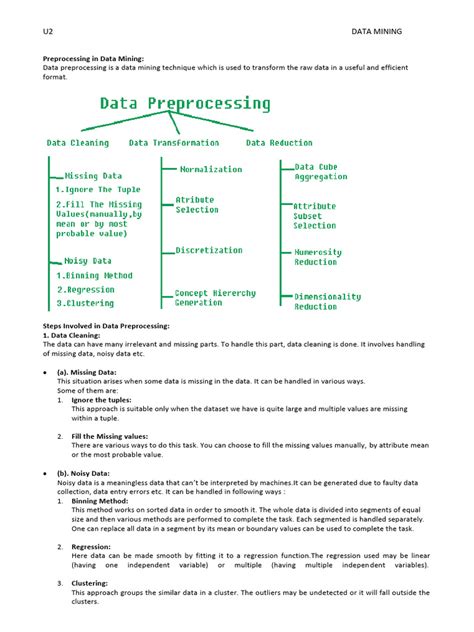 Unit 2 Preprocessing In Data Mining Pdf Standard Score Data