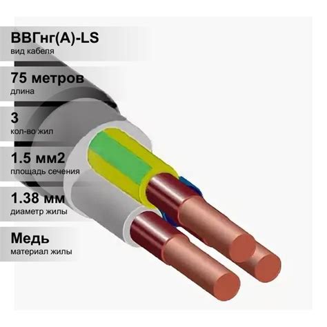 Силовой кабель ВВГнг(А)-LS 3 1.5 мм² - купить по выгодной цене в ...