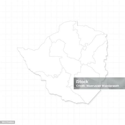 짐바브웨 지도 와 국경 백색 격자 종이 배경 바른 것 가느다란 까만 윤곽선 와 높은 상세지도 인포 그래픽 벡터 일러스트 레이 션