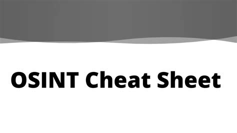Osint Cheat Sheet Essential Tools And Resources For Digital Osint Cheat Sheet Essential Tools And Resources For Digital