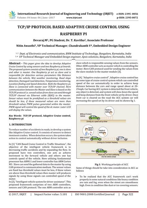 Tcpip Protocol Based Adaptive Cruise Control Using Raspberry Pi Pdf