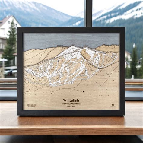 Whitefish Mt Ski Trail Map 3d Wood Mountain Art