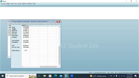 Descriptive Statistics And Histogram In Eviews Youtube