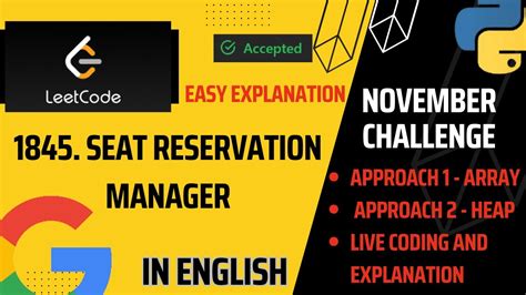 1845 Seat Reservation Manager Medium Python Live Coding Easy