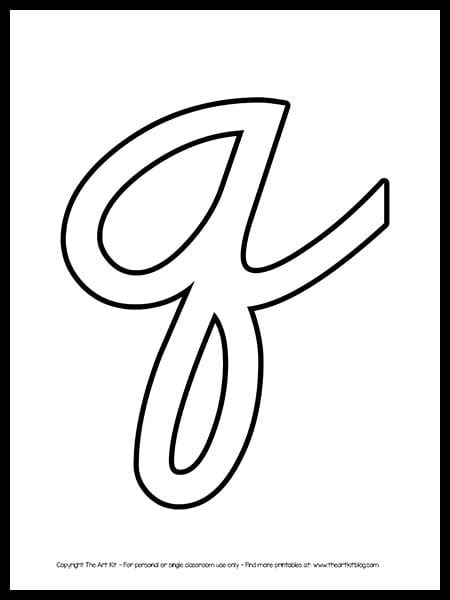 Lowercase Letter Q Cursive Outline Printable FREE The Art Kit