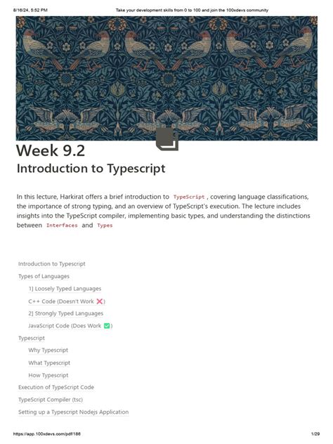 Week 92 Typescript Intro Pdf Parameter Computer Programming