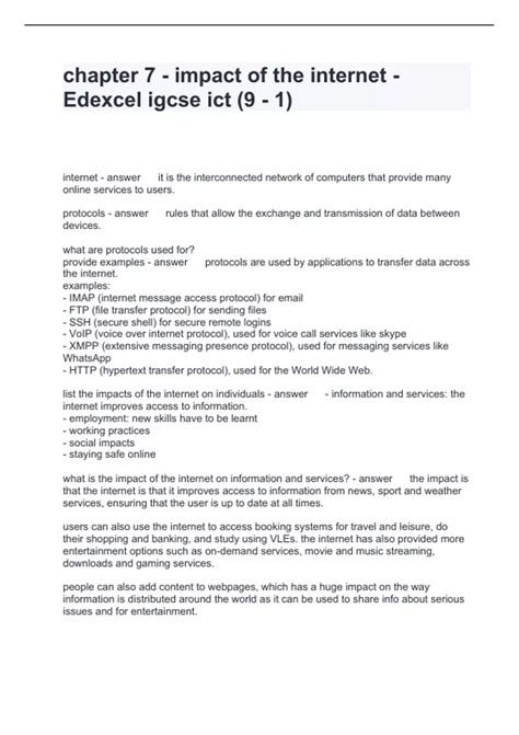 Chapter 7 Impact Of The Internet Edexcel Igcse Ict 9 1 Questions With Solutions 2024