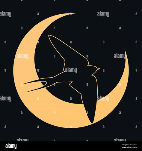 Celestial Golden Emblem With A Swallow Bird And Crescent Martin Bird