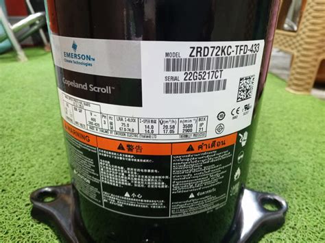 Copeland Scroll Compressor Capacity 5 Ton Model ZRD72KC TFD 433 R22 Cool N Fresh
