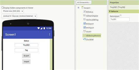 Tinydb Namespace Backup And Restore Via Clouddb Tutorials And Guides Mit App Inventor Community