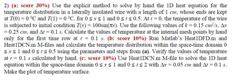 solved 2 a score 30 use the explicit method to solve by