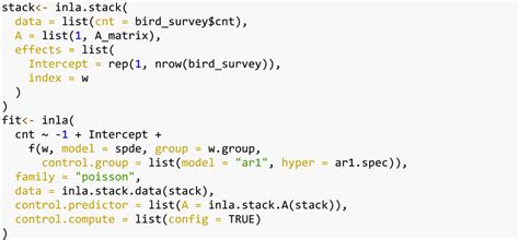 Part Of The Code Used To Fit A Spatio‐temporal Model Equivalent To The Download Scientific