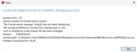 Unable To Start Comsol Facing Error
