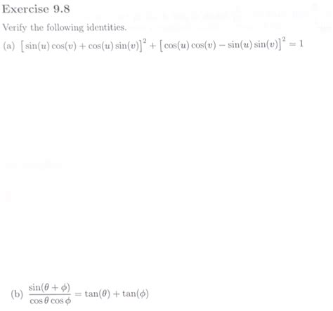 Solved Verify The Following Identities A Chegg Com
