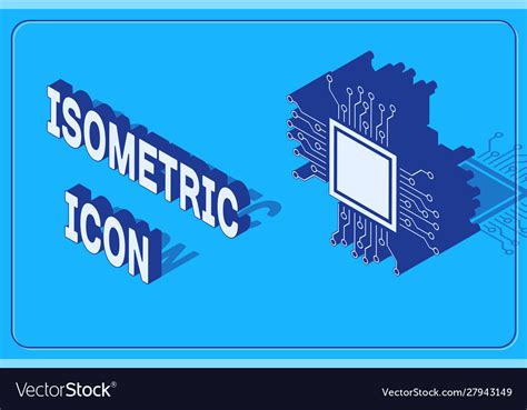 Isometric Processor Icon Isolated On Blue Vector Image