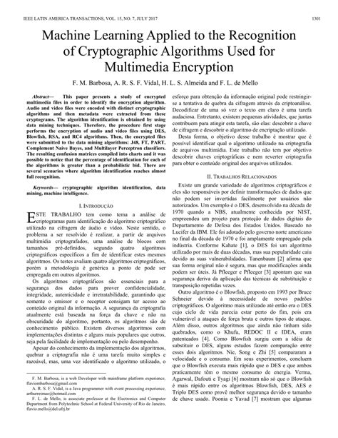 Pdf Machine Learning Applied To The Recognition Of Cryptographic