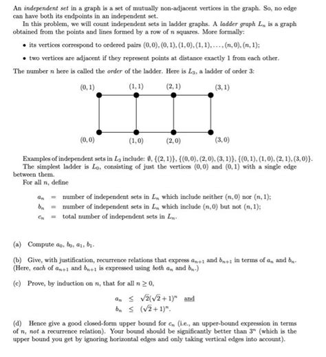 Solved An Independent Set In A Graph Is A Set Of Mutually