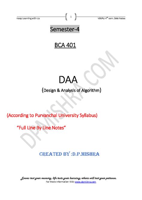 Design And Analysis Of Algorithms Notes Pdf Daa Bca 4th Sem Notes