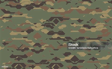 원활한 현대 군대 위장 직물 짜임새입니다 추상적인 벡터 미래 카 모 다 마스크 배경입니다 형상 기술 패턴 종이 디자인 그림 배치