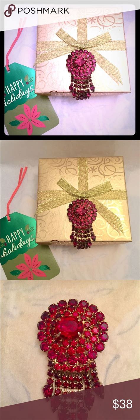 Vintage Ruby Red Brooch Ruby Red Brooch Vintage