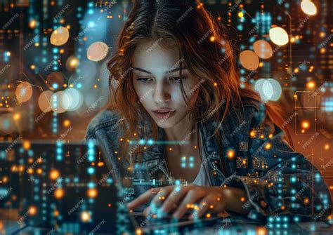 Premium Photo Young Business Technology Woman Working With Laptop And