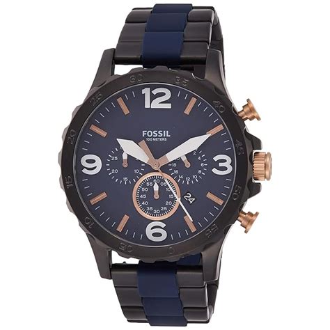 Fossil Mens Jr1494 Nate Analog Display Analog Quartz Black Watch