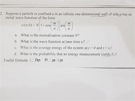Solved 2 Suppose A Particle Is Confined A In An Infinite