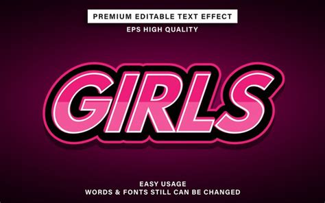 Premium Vector Girls Editable Text Effect