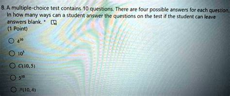 Video Solution A Multiple Choice Test Contains 10 Questions There Are