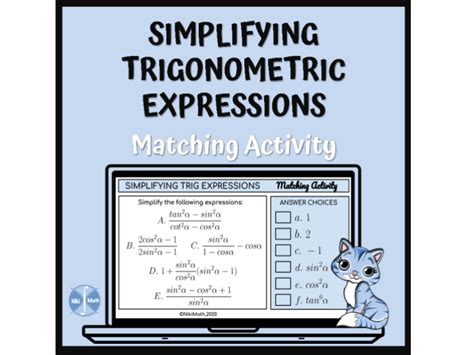Simplifying Trigonometric Expressions Matching Activity Teaching Resources