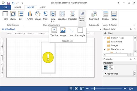 Draw Indicator Report Item Reportdesigner Wpf Syncfusion