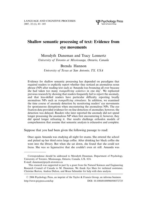 pdf shallow semantic processing of text evidence from eye movements
