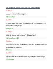 Ms Powerpoint Mcq Questions And Answers Pdf MS Powerpoint Multiple Choice Questions And