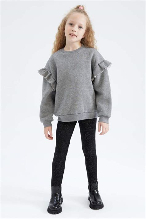 اسود بناتي بنطلون ليجن طويل بناتي بطبعة هلويين 2697762 Defacto