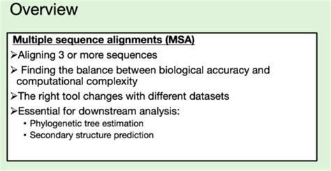 Lec MultipleSequenceAlignment Flashcards Quizlet
