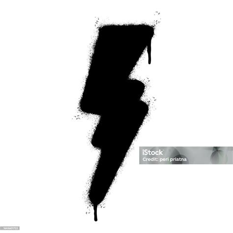 스프레이 페인티드 그래피티 전기 번개 기호 흰색 배경으로 격리된 스프레이 그래피티 전기 번개 아이콘은 흰색 위에 검은색으로