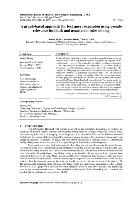 Pdf A Graph Based Approach For Text Query Expansion Using Pseudo Relevance Feedback And