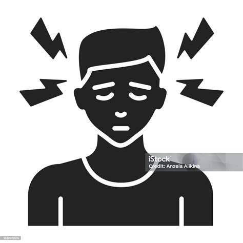 두통 문말 검은 색 아이콘입니다 알레르기 증상 감기 독감 웹 페이지 모바일 앱 프로모션에 대한 픽토그램 Ui Ux Gui 디자인