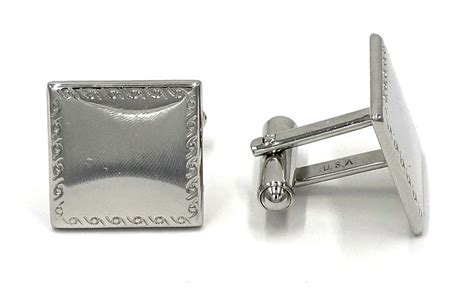 Vintage Hickok Silver Square Engraveable Cufflinks