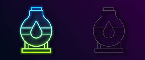 검은 색 배경에 고립 된 빛나는 네온 라인 오일 탱크 저장 아이콘 석유 및 가스 산업용 선박 탱크 오일 탱크 기술 스테이션 벡터 가솔린에 대한 스톡 벡터 아트 및 기타