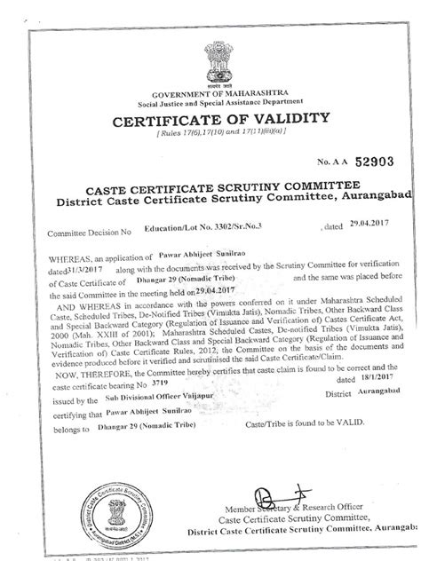 Caste Validity Pdf